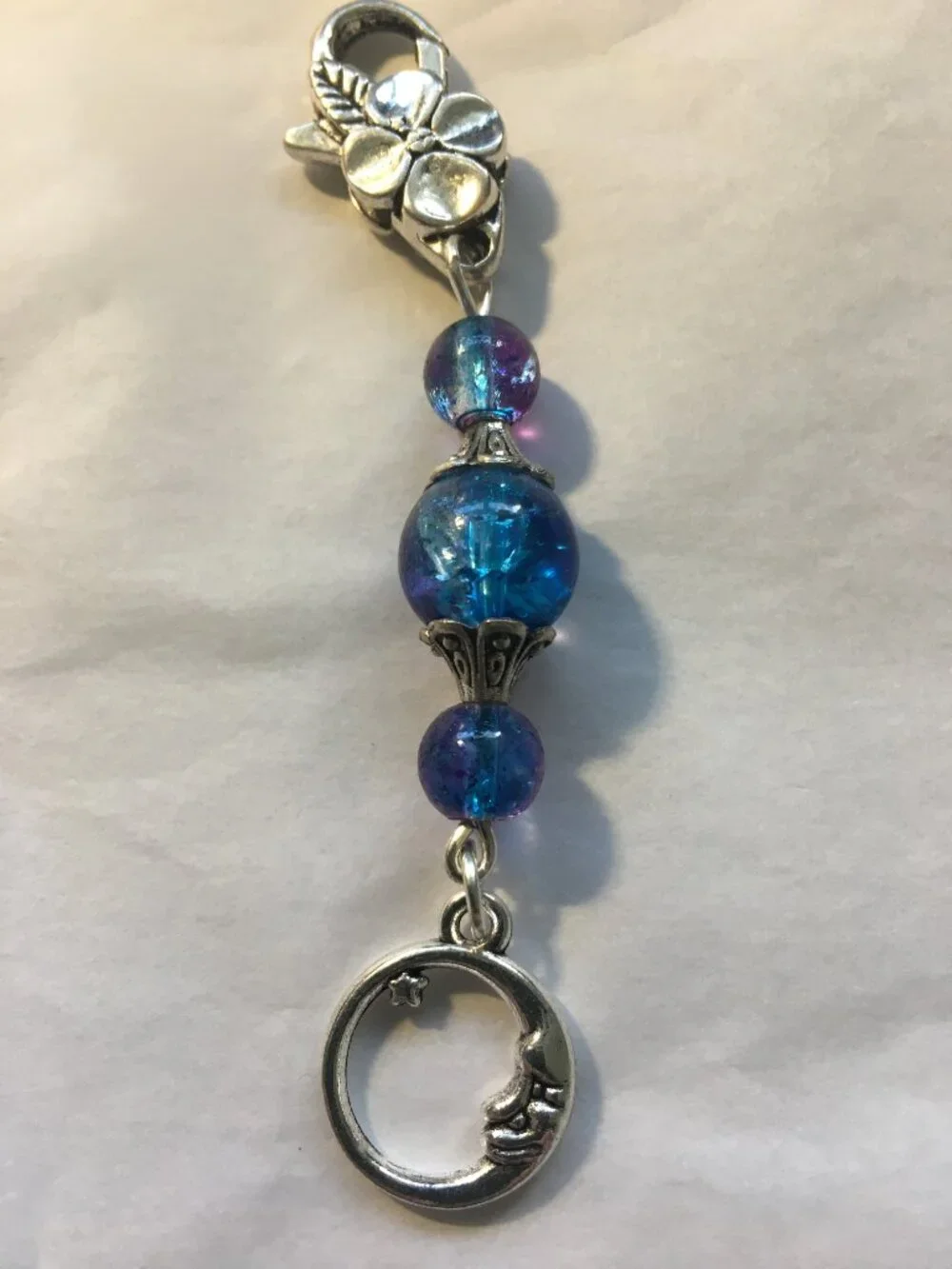Handmade | Accessories | Purple And Blue Beaded Bag Charm With Moon ...